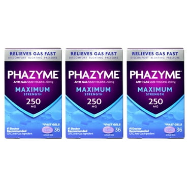 Phazyme maximum strength 250 mg anti-gas simethicone softgels, 36 ct ...
