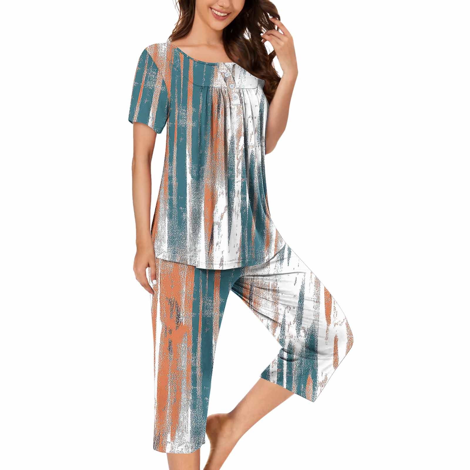 Click here for Aqestyerly Women Casual Round Neck Short Sleeve Pa... prices