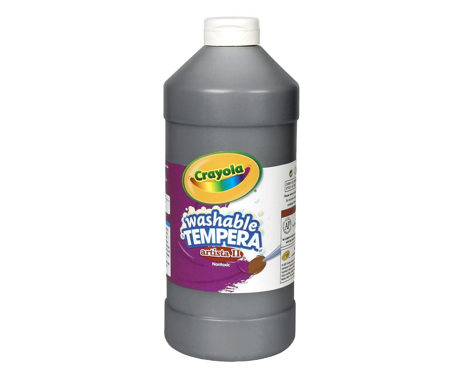 Botella exprimible Paint Crayola, lavable al temple, color negro, 946 ...