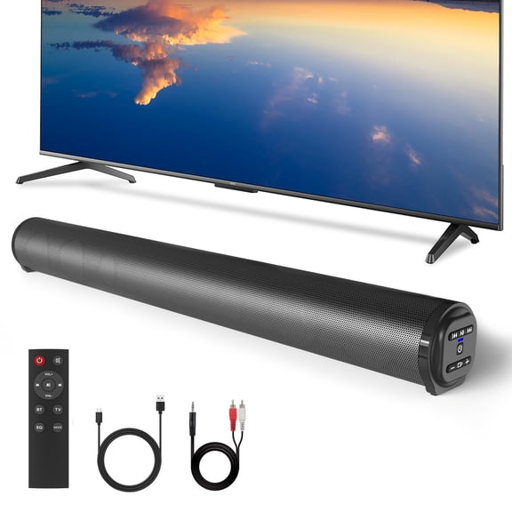 VEAT00L Sound Bar with Subwoofer Dual Speakers Soundbar for TV, Black ...