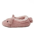Womens Funny Fuzzy Slippers, Pink Steps, Warm Cozy Cute House Shoes ...