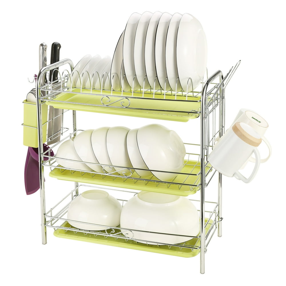 Odoland 3 Tier Dish Drying Rack 3 Tier Chrome Dish Drainer Rack Kitchen