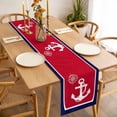 Anchor Cotton Linen Table Runner Compass Nautical Navy Blue Red Dining ...