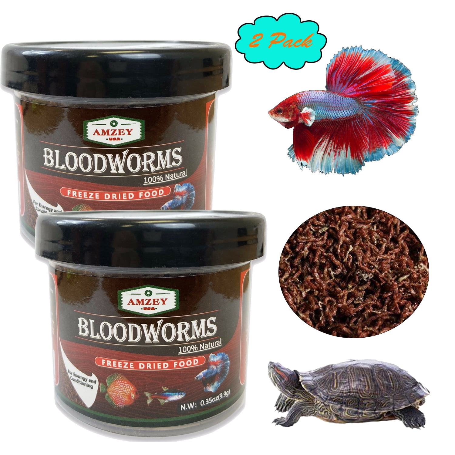 2 Pcs 0.35 oz Freeze Dried Bloodworms for All Tropical Fish, Pond Fish ...