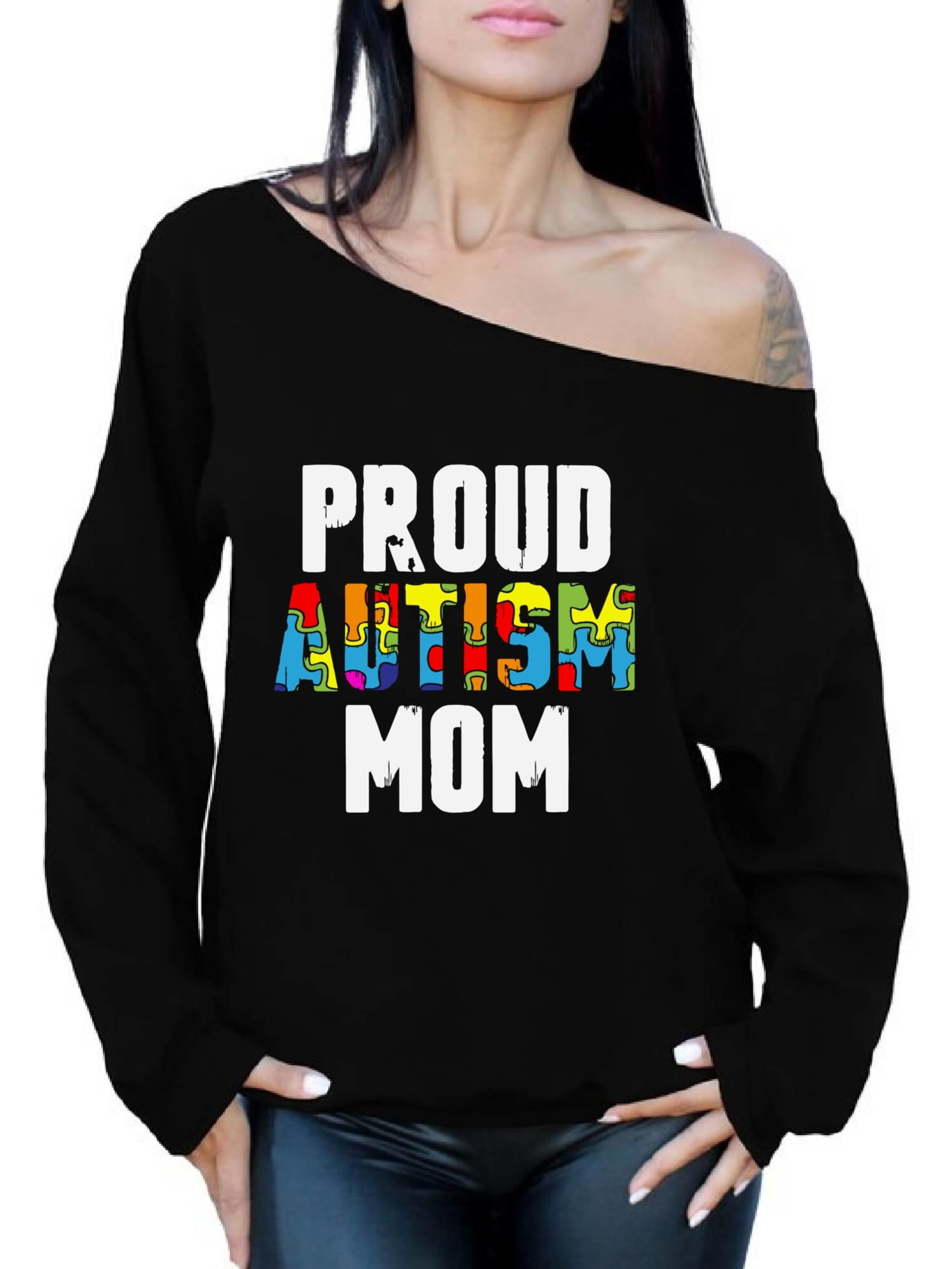 Awkward Styles Proud Autism Mom Off the Shoulder Sweatshirt Autism ...
