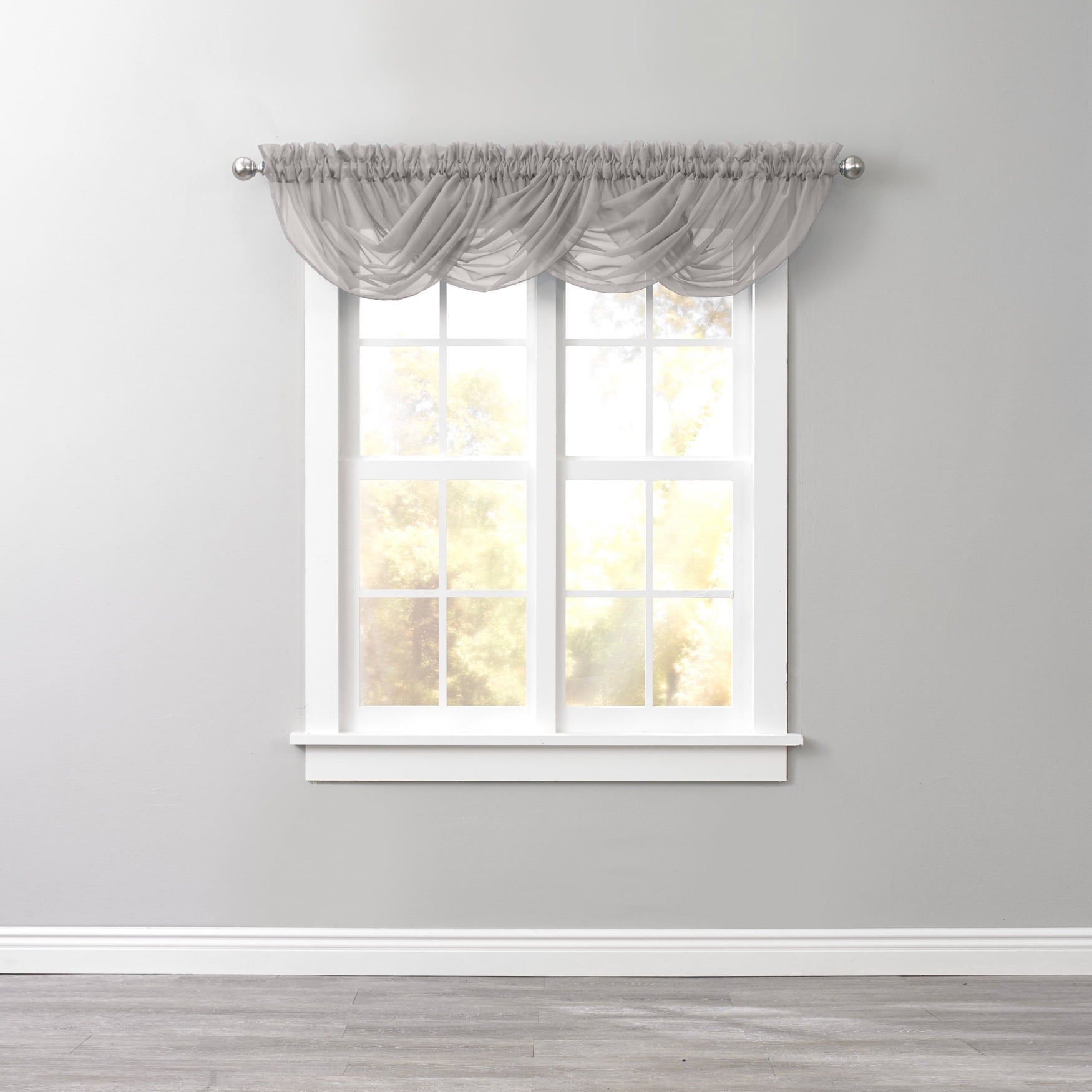 Brylanehome Sheer Voile Toga Valance, Silver Window Curtain - Walmart.com