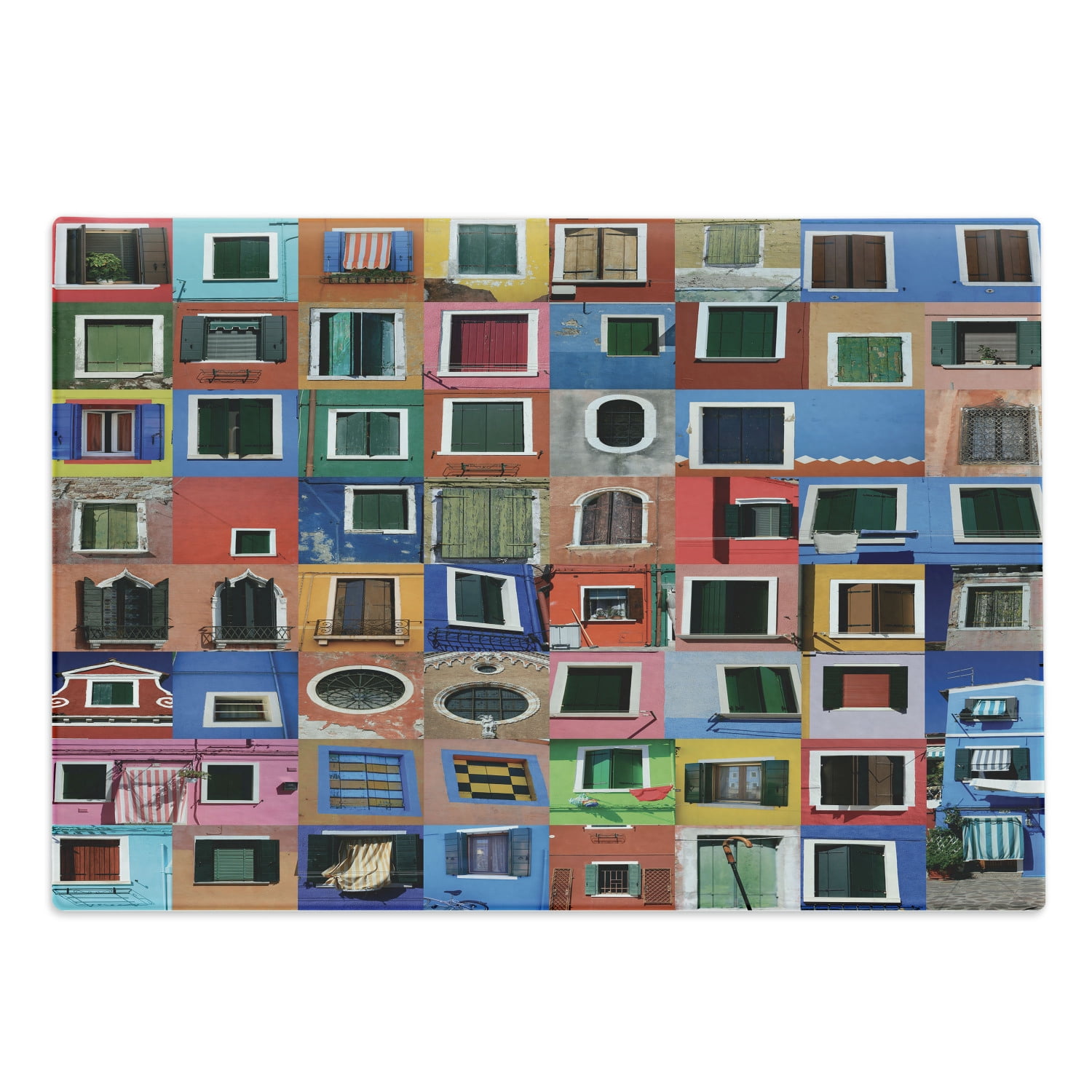 Colorful Cutting Board, Mediterranean Village Colorful Painted Rustic ...