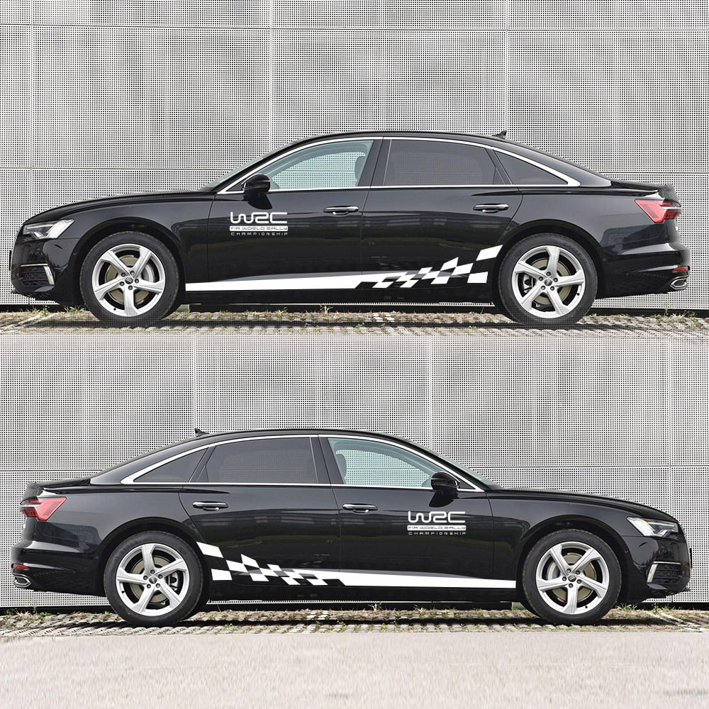 ITFABS Checkered Flag Car Sticker Racing Car Waist Line Modification ...