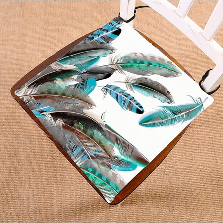 Blue White Brown Feathers Chair Pad Seat Cushion Chair Cushion Floor ...