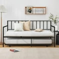 2-in-1 Metal Twin Daybed Frame with Metal Slat Support 3-Sided ...