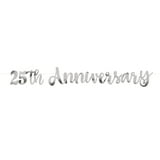 Silver 25Th Annv Foil Script Banner - Party Decor - 1 Piece - Walmart.com