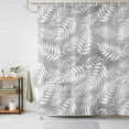 Ash Fronds Shower Curtain, Gray Silver Slate Leaf Plant Canvas Weave ...