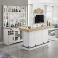 Pemberly Row Modern Wood Bar with Quartz Insert in White/Natural ...