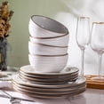 Ceramic Dinnerware Sets, 24 count Embossed Elegant Stoneware Plates and ...