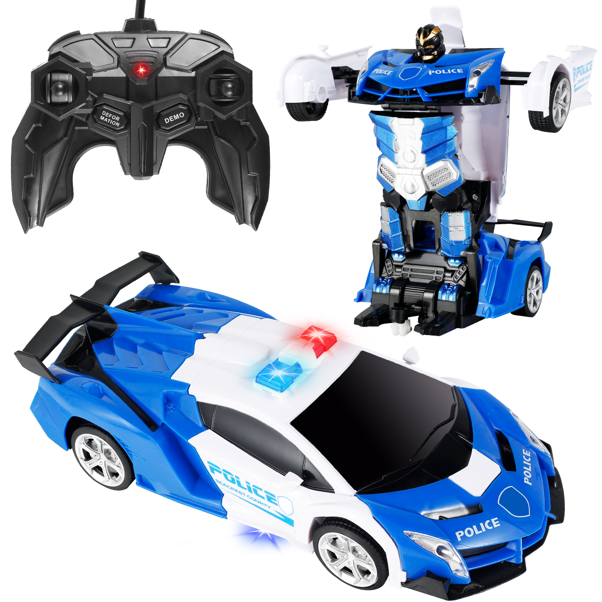 Carro de control remoto 1:18 Transforming Robot Car 40Mhz Rc Robot Car Con Luz Intermitente 360 ...
