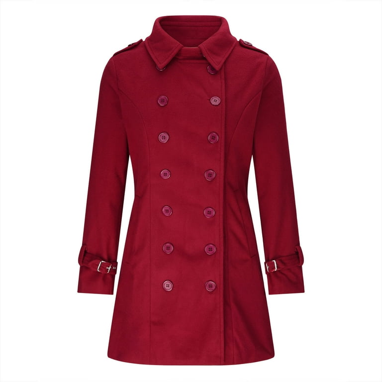 Herrnalise Women's Double Breasted Pea Coat Winter Mid-Long Herrnalise Women's Double Breasted Pea Coat Winter Mid-Long