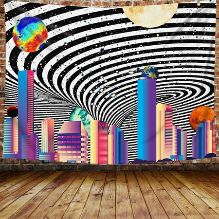 Trippy Spiral Tapestry Black and White Tornado Waves Wall Tapestry, 80x ...