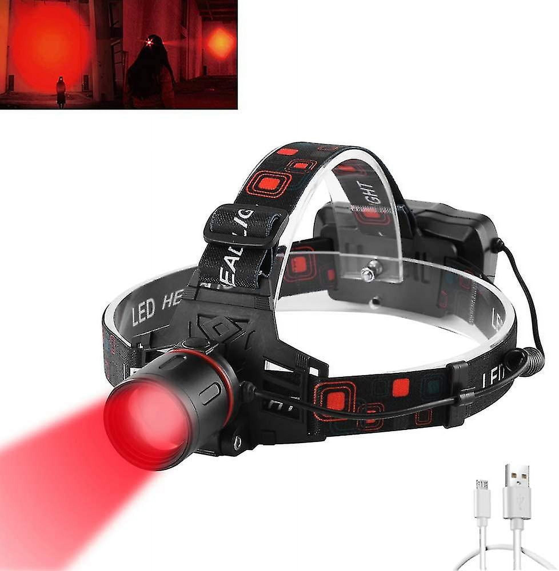 Linterna frontal LED roja recargable, heilwiy con cabezal de caza rojo ...