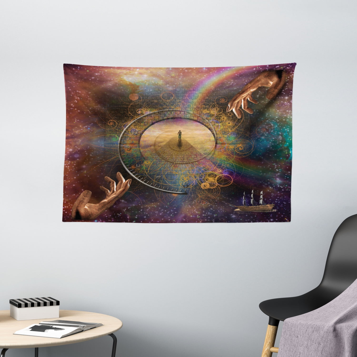 Magic Tapestry, Double Exposure Outer Space Mixed with Earth Symbolic ...
