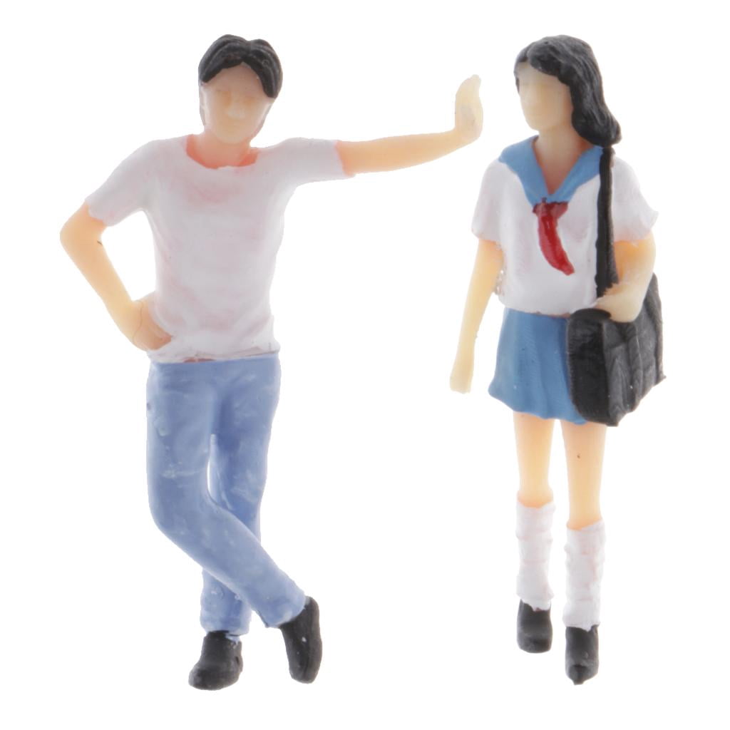 2Pcs Standard Resin Uniform Student Figures Boy and Girl Layout 1/64 S ...