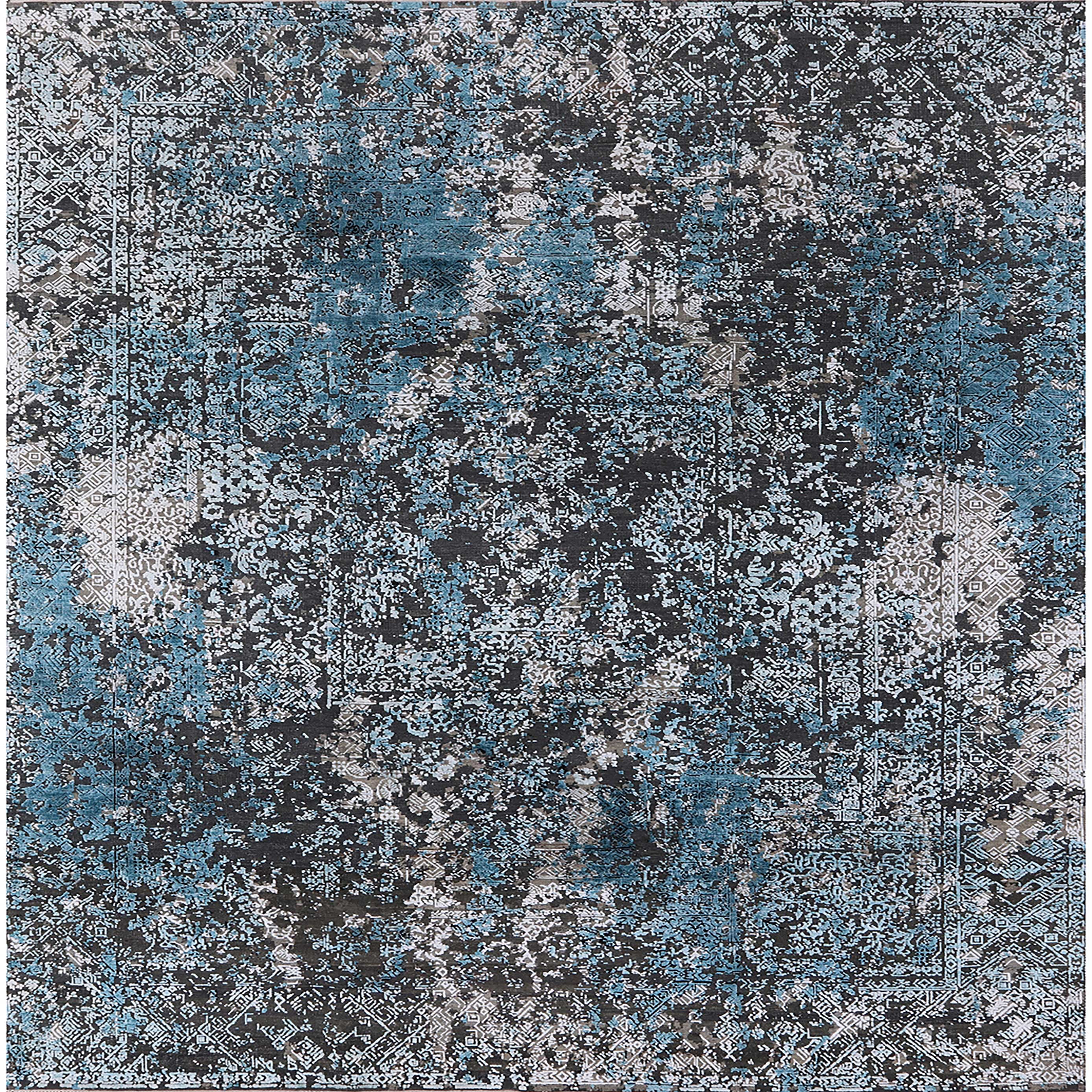 Ahgly Company Indoor Square Mid-Century Modern Blue Oriental Area Rugs ...