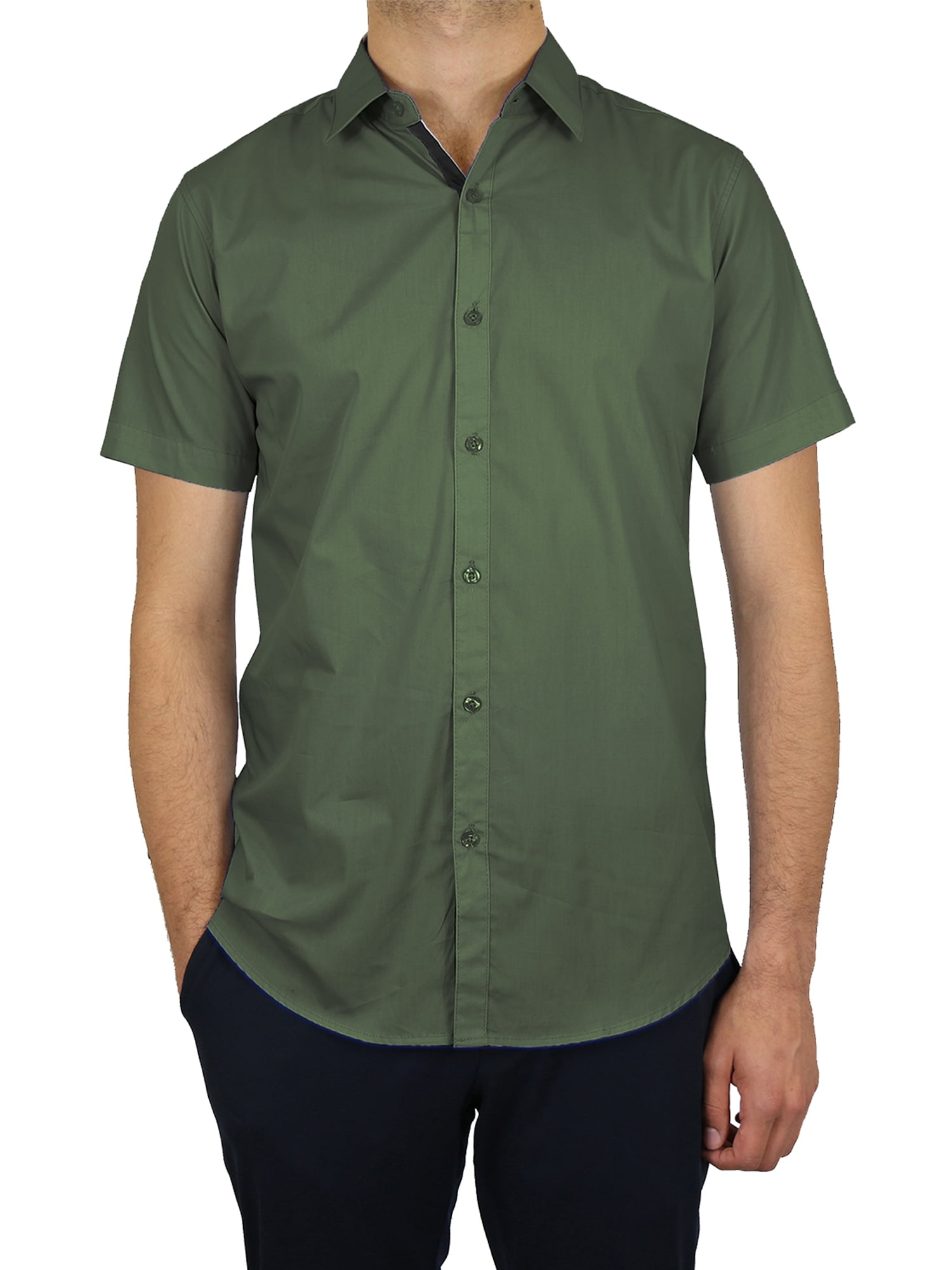 Mens Slim Fit Short Sleeve Button Up Dress Shirt S 5xl