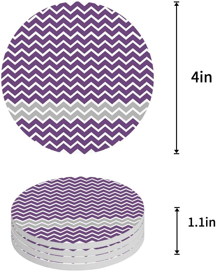 FMSHPON Grey Chevron Pattern Set of 8 Round Coaster for Drinks ...