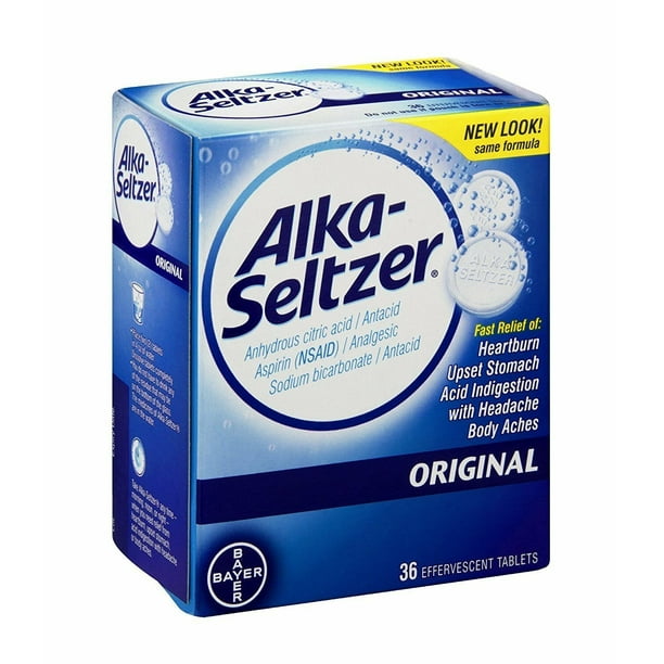 Alka Seltzer Original Fast Relief Heartburn & Sour Stomach, 36ct, 6 ...