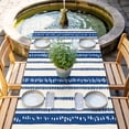 Boho Stripes Fitted Rectangle Tablecloth 32" x 96" Watercolor Abstract ...