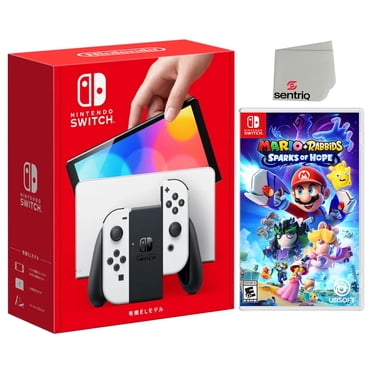 Nintendo Switch OLED White Game Console Set with Mario Rabbids Kingdom ...