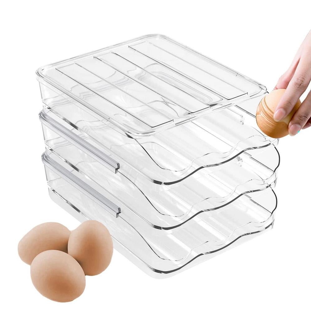 Tohuu Egg Container Auto Rolling Stackable Large Capacity Egg Tray Egg ...
