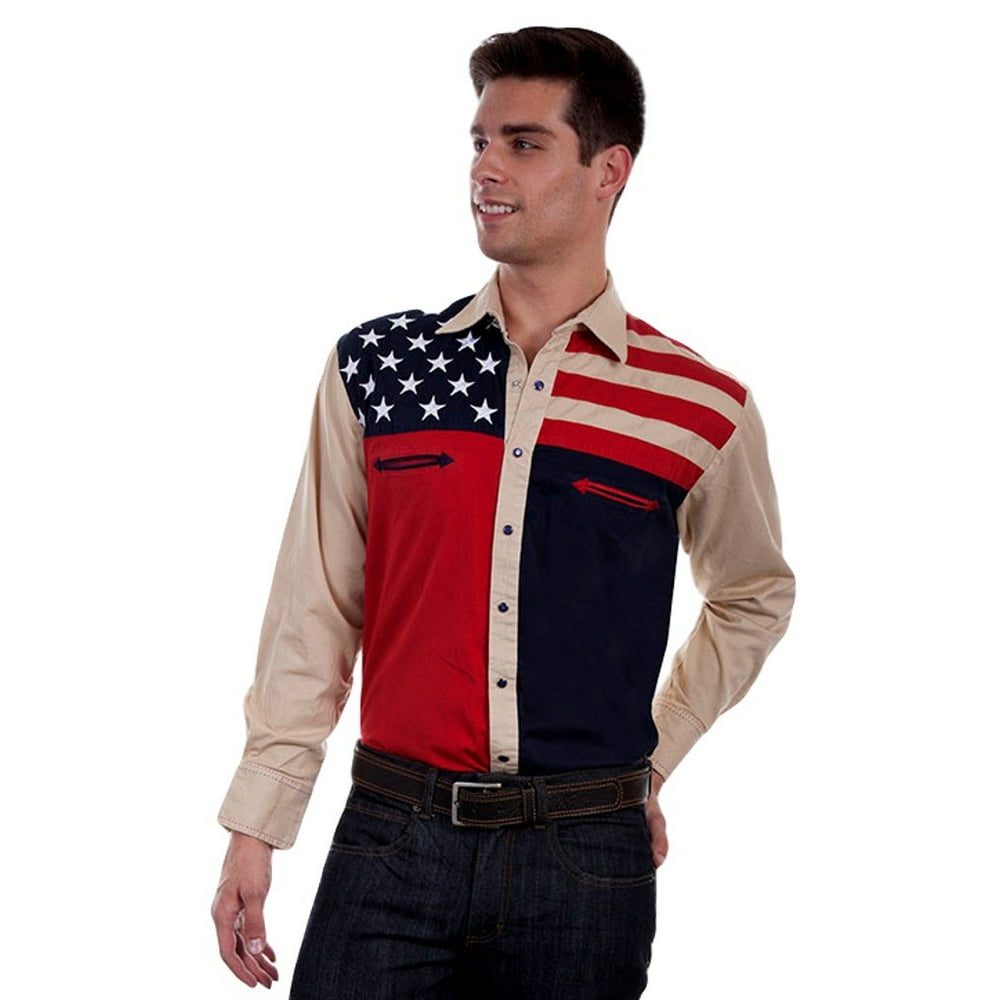 Scully Leather - Scully Western Shirt Mens L/S Snap Patriot Collection ...