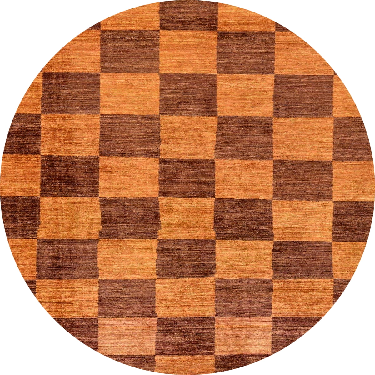 Ahgly Company Indoor Round Abstract Neon Orange Checkered Area Rugs, 6 ...