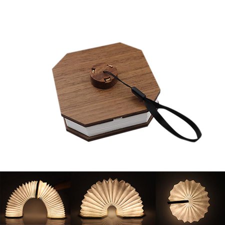 MAFNIO Natural Wood Smart Accordion Led Light Desk Lamp Rechargeable ...