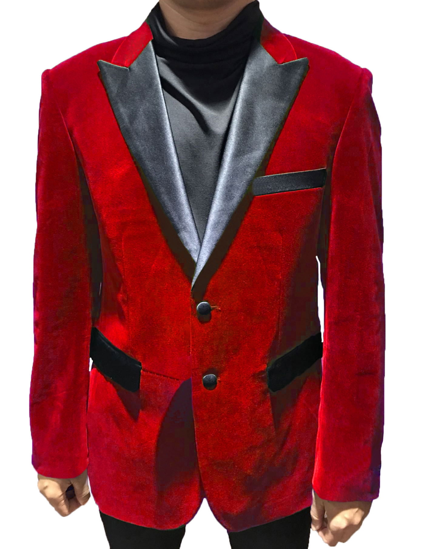Mens Regular Fit Two Button Velvet Blazer Dinner Jacket Peak Lapel ...