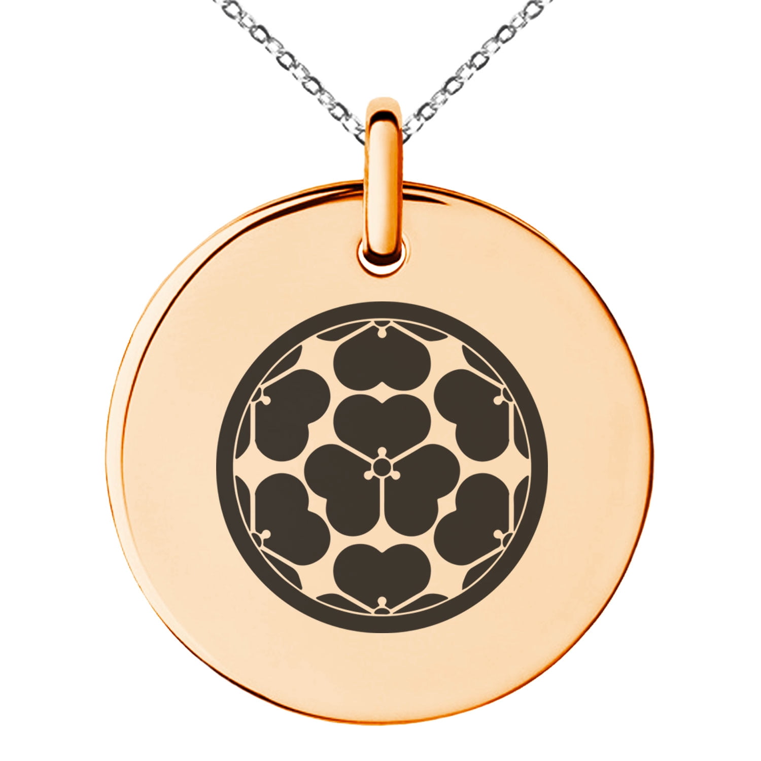 Stainless Steel Chosokabe Samurai Crest Engraved Small Medallion Circle ...
