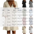 ClodeEU Women's Linen V Neck 3/4 Sleeve Button Flare Sleeve Dress ...