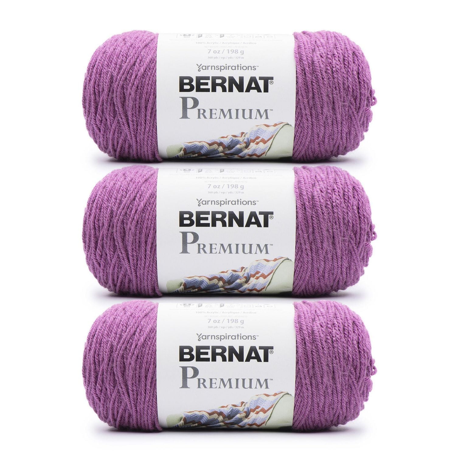 Bernat® Premium™ Yarn (3 Pack), Acrylic #4 Medium, 7oz/198g, 360 Yards ...