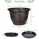 8 inch Outdoor Plastic Planter with Drainage Hole, Flower Pots for ...