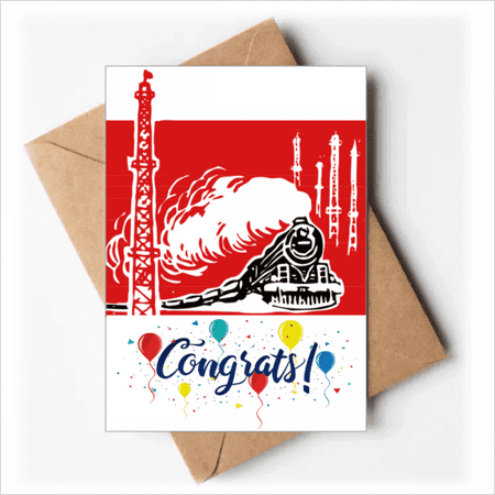 China Train Tower Steam Red Wedding Cards Congratulations Greeting ...
