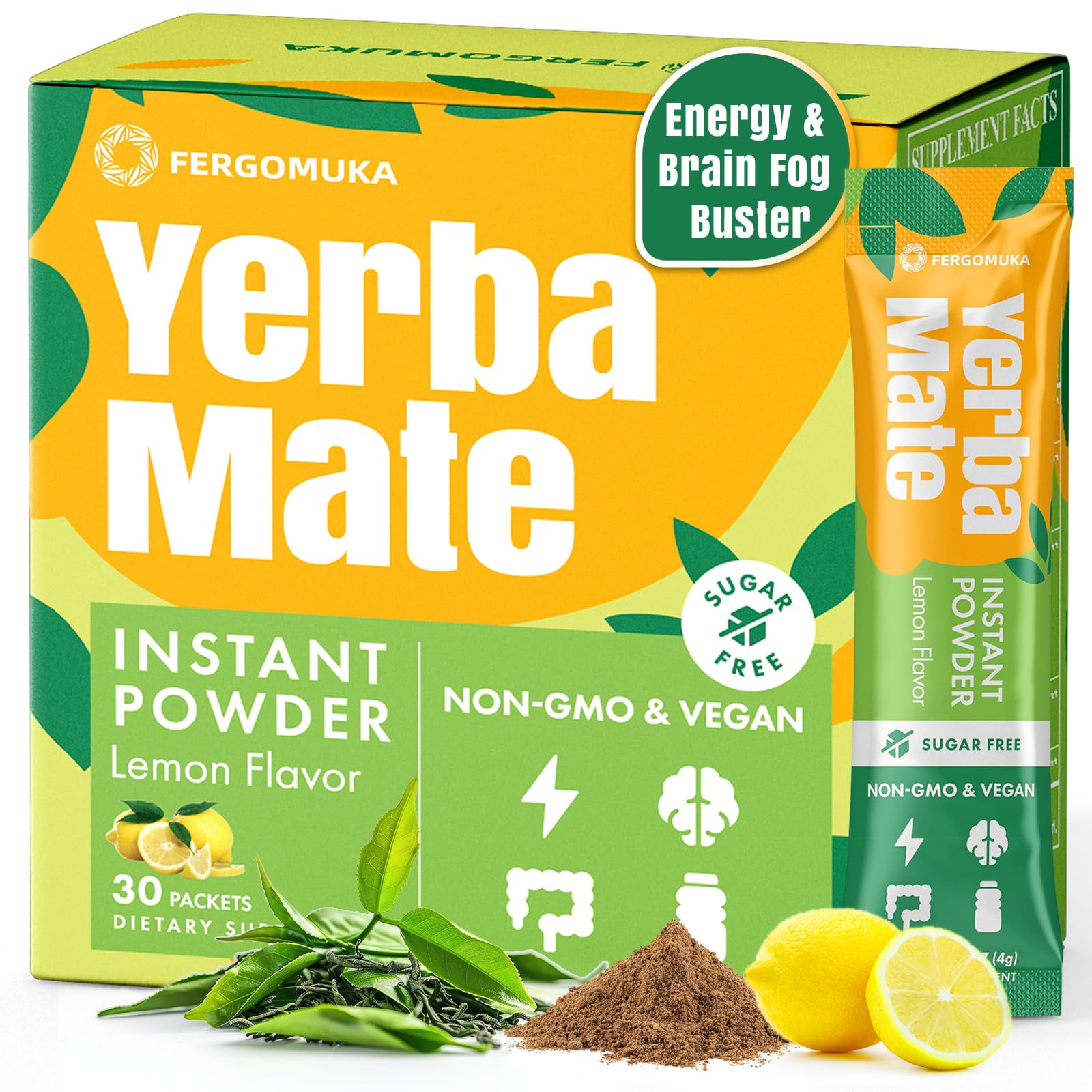 Té de yerba mate Fergomuka, 4000 mg, 10 en 1, polvo instantáneo ...