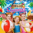 7x5ft Summer Party Backdrop Colorful Hello Summer Hawaiian Tropical ...