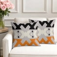Abstract Art Pillow Covers Set of 4, Blue Black Orange Line Simple Gray ...