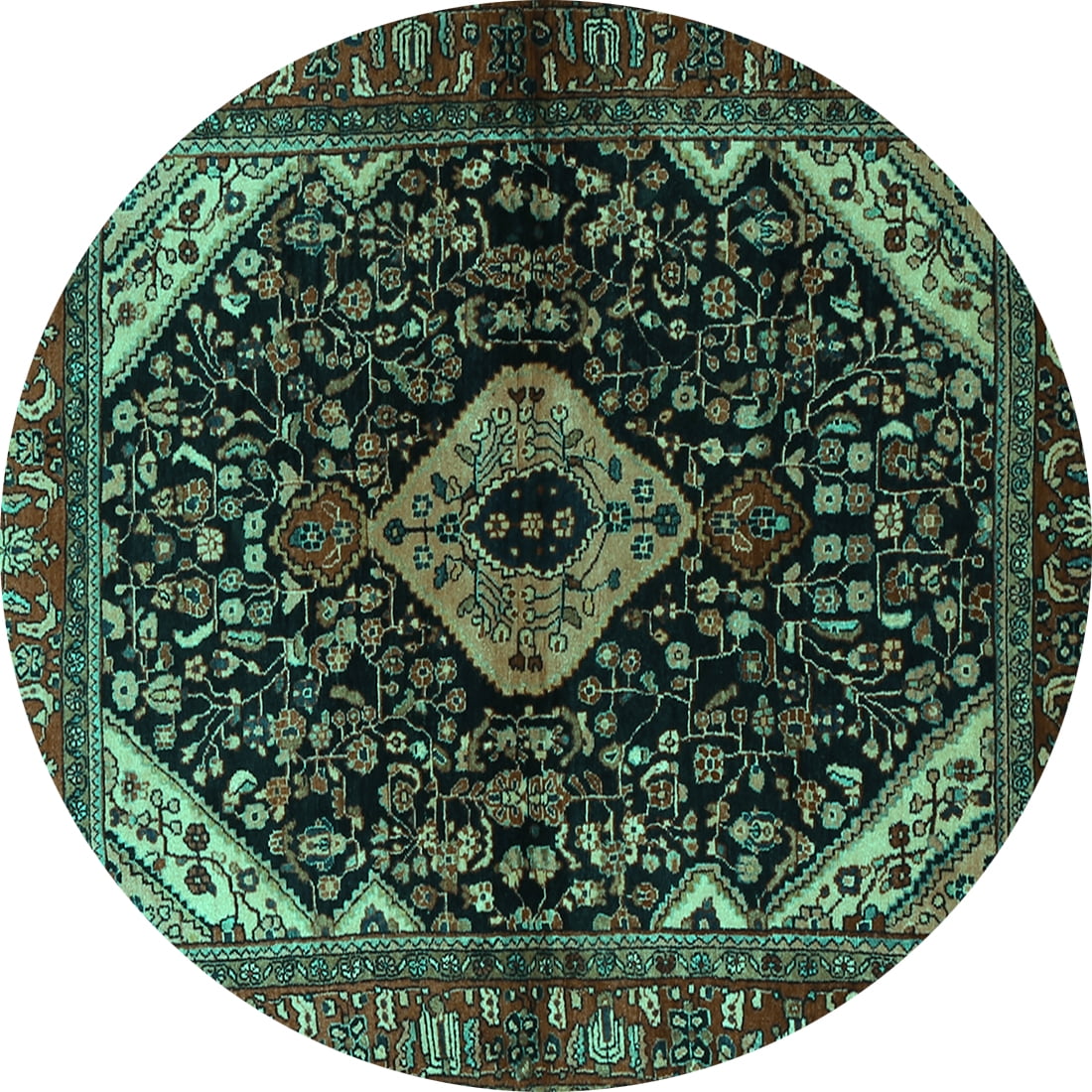 Ahgly Company Indoor Round Persian Turquoise Blue Traditional Area Rugs ...