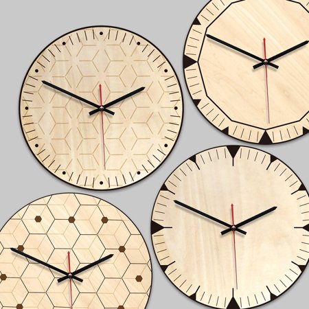 Wood Simple Geometric Wall Clocks Series Fashion Circular UV Printing ...