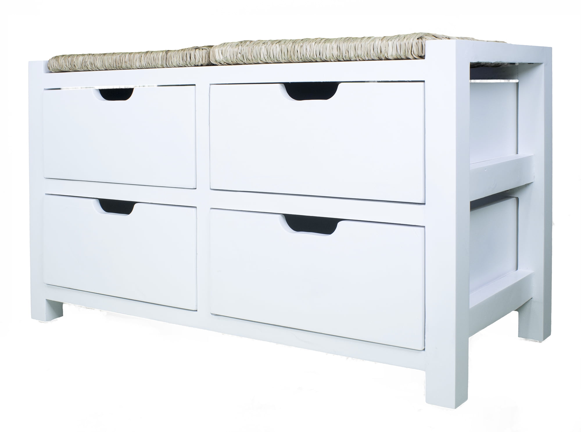 20' White Wood Bench with 4 Drawers and a Seagrass Top - Walmart.com