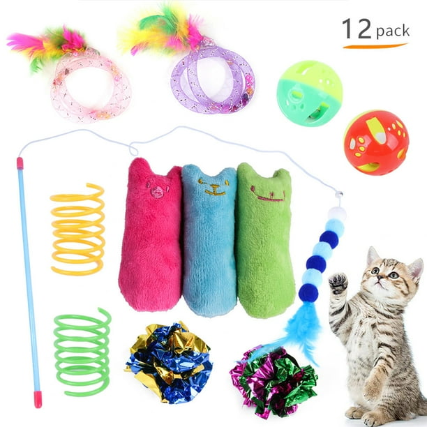 Gprince 12pcs/set Catnip Interactive Cat Toy Cat Wand Fluffy Spring ...