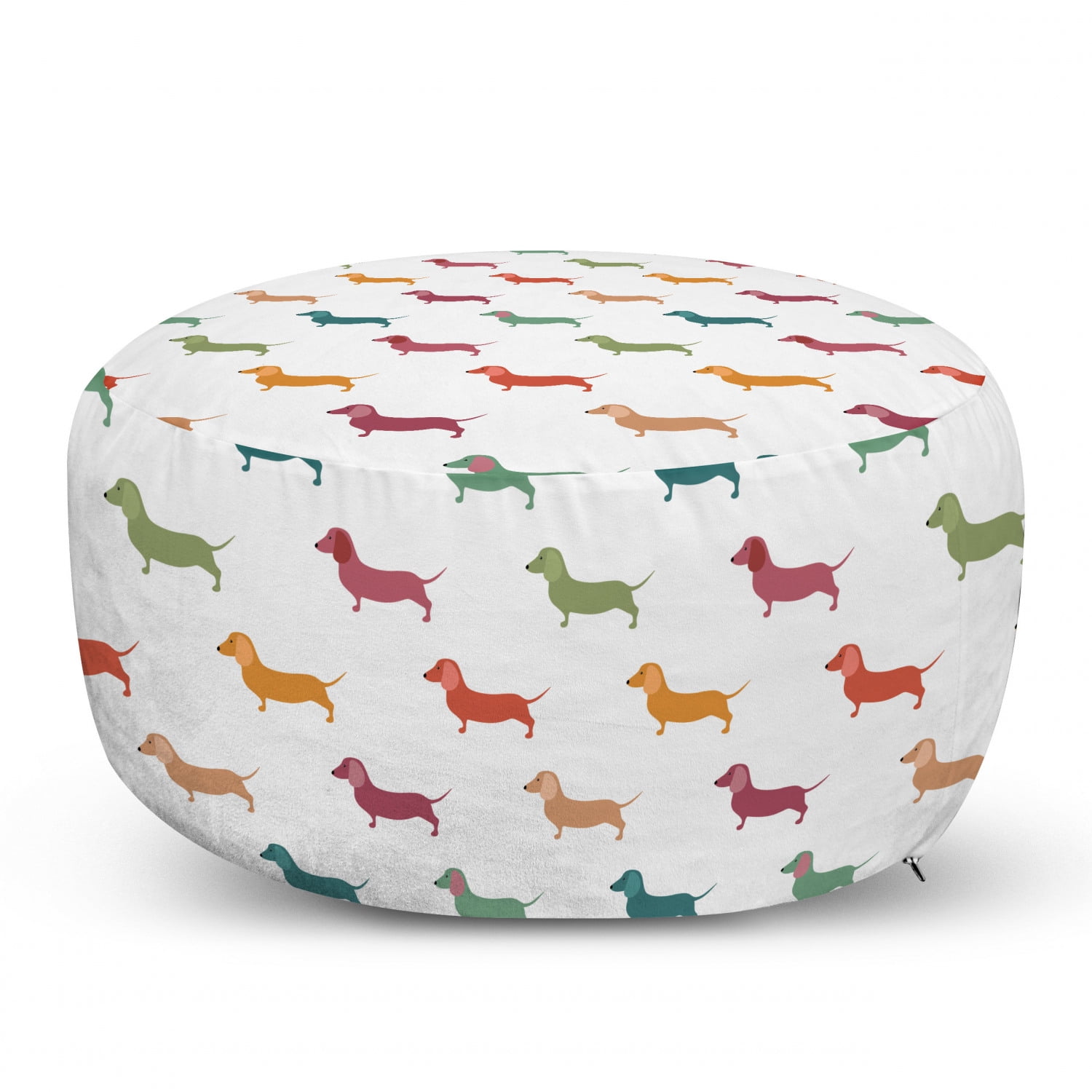 Scottie Dog Pouf Cover with Zipper, Repeating Pattern of Soft Pastel ...