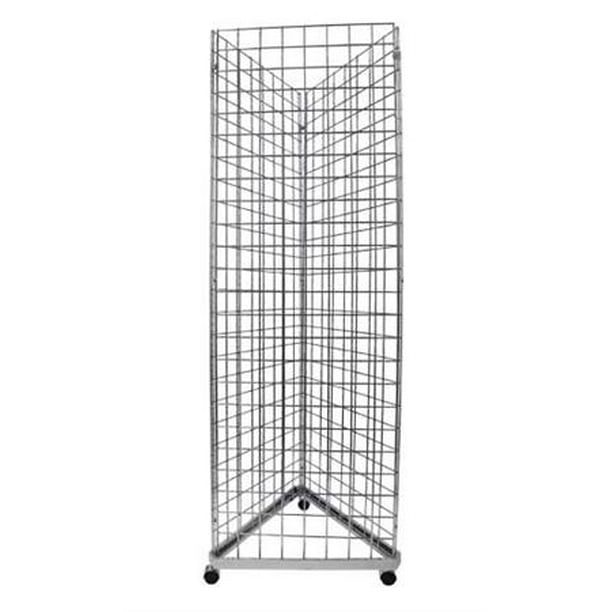 SSWBasics - Chrome Triangle Wire Grid Tower with Base and Casters ...