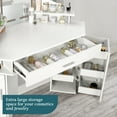 RichYa Modern Corner Vanity Set with LED Lighted Mirror, Drawers ...